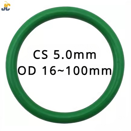 [JC] แหวนซีลฟลูออไรด์ รูปตัว O สีเขียว ทนความร้อน ทนต่อการกัดกร่อน OD16-100 มม. * Cs5.0 มม. ...
