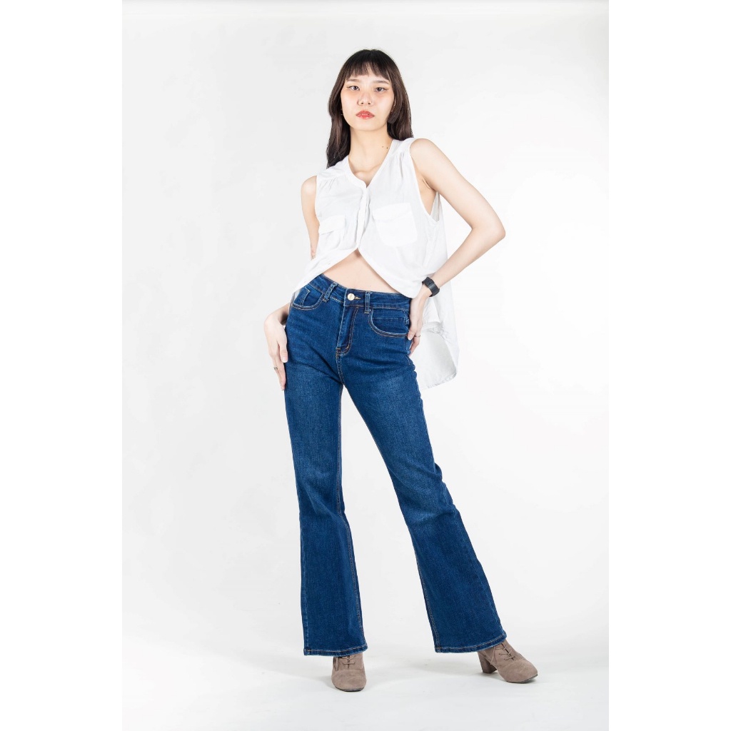 Niyom Jeans : รุ่น BJ004.2 กางเกงยีนส์ผู้หญิงขาม้า | Shopee Thailand