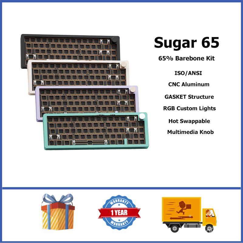 Weikav sugar65 ชุดคีย์บอร์ดอลูมิเนียม 65% RGB ISO ANSI พร้อมลูกบิด KZJA ...
