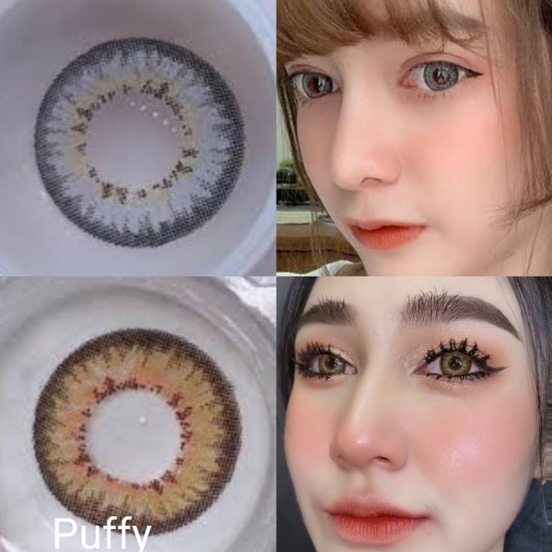 บิ๊กอาย คอนแทคเลนส์ รุ่น Puffy gray/ brown ฝาแดง ยี่ห้อ Pitchy lens/ | Shopee Thailand