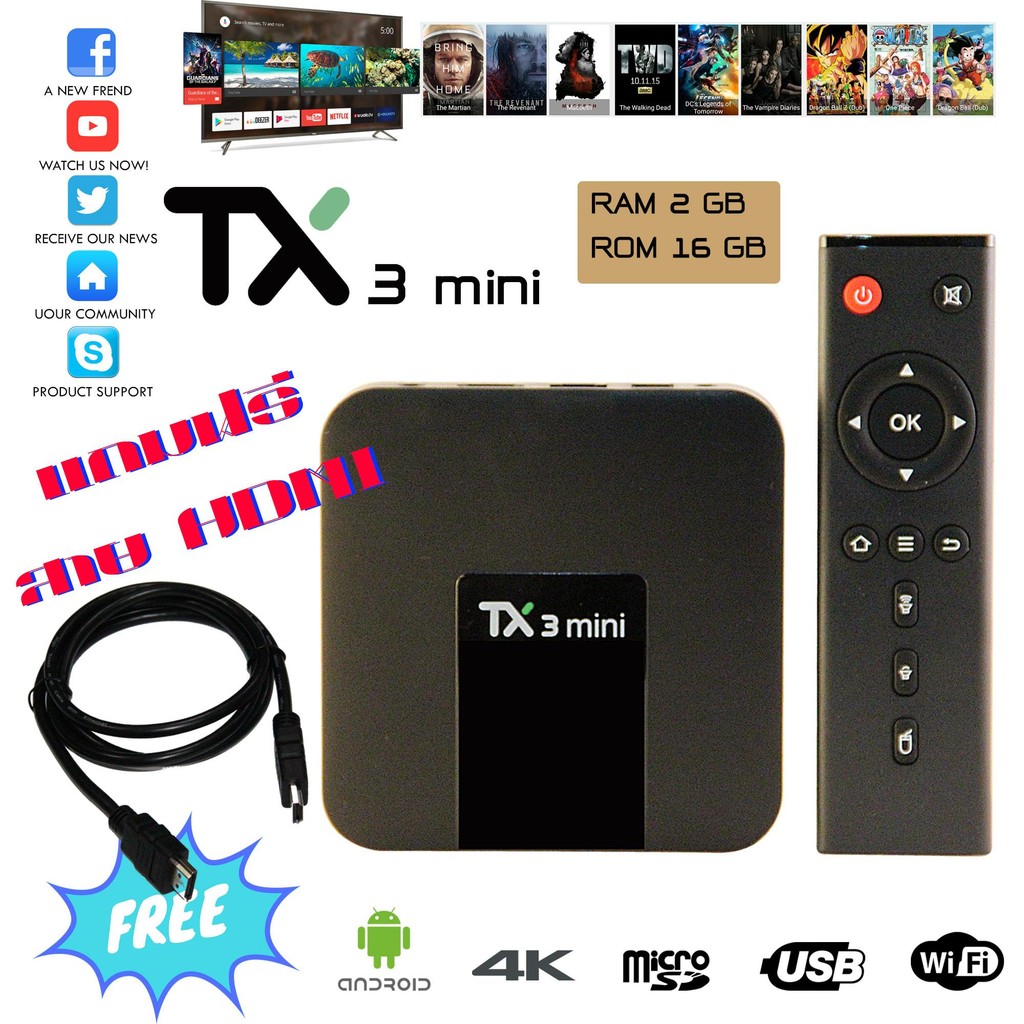 กล่องแอนดรอยด์ Tx3 Mini - Android 7.1 Ram 2 GB , Rom 16 GB,Amlogic ...