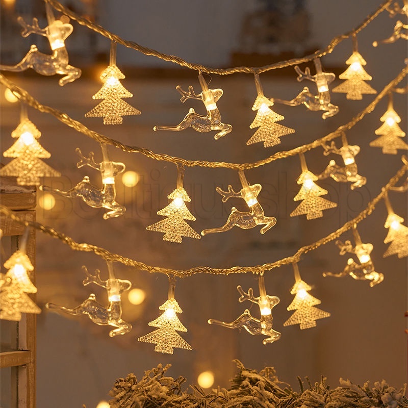 Elk Xmas Tree Shaped String โคมไฟ/Star Snowflake Ball Light String ...