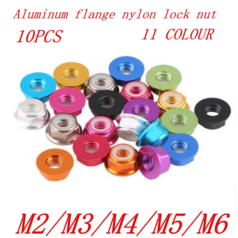 10 PC/Set M2 M3 M4 M5 M6 11 Warna Flange Nylon Rivet Nut Mur Aluminium Alloy Hex Nylon Lock Nuts ...
