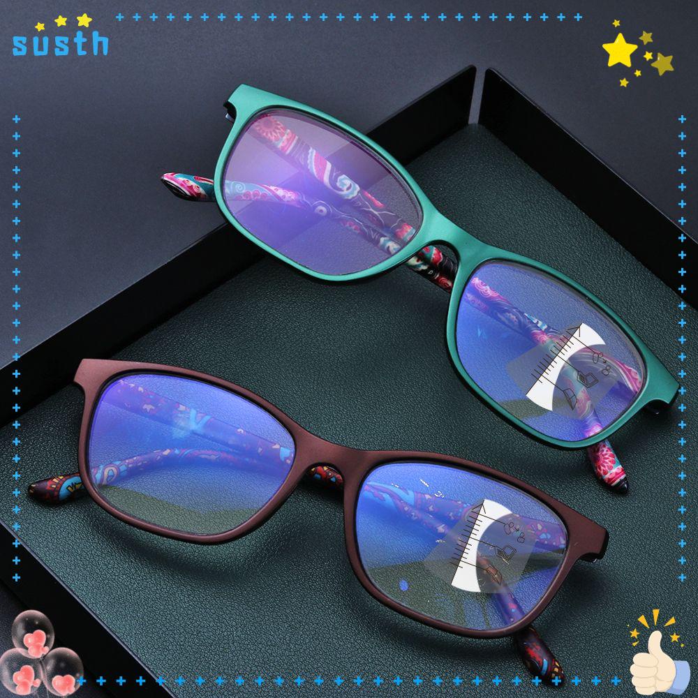 Susth แว่นตาอ่านหนังสือ แบบสปริง ป้องกันรังสียูวี ป้องกันแสงสีฟ้า ...