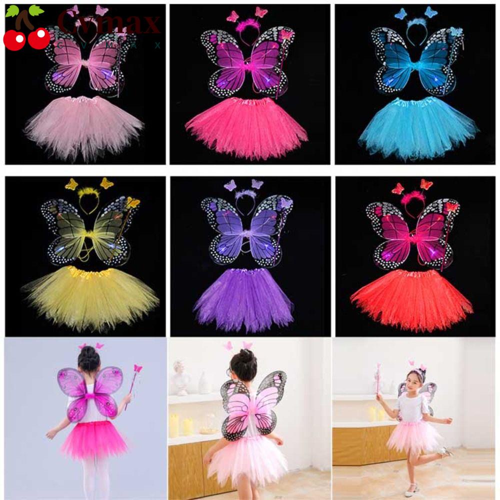 Cvmax ชุดเครื่องแต่งกายเด็ก กระโปรงตูตู ลายปีกผีเสื้อ มีไฟกระพริบ LED 2-8 ปี | Shopee Thailand