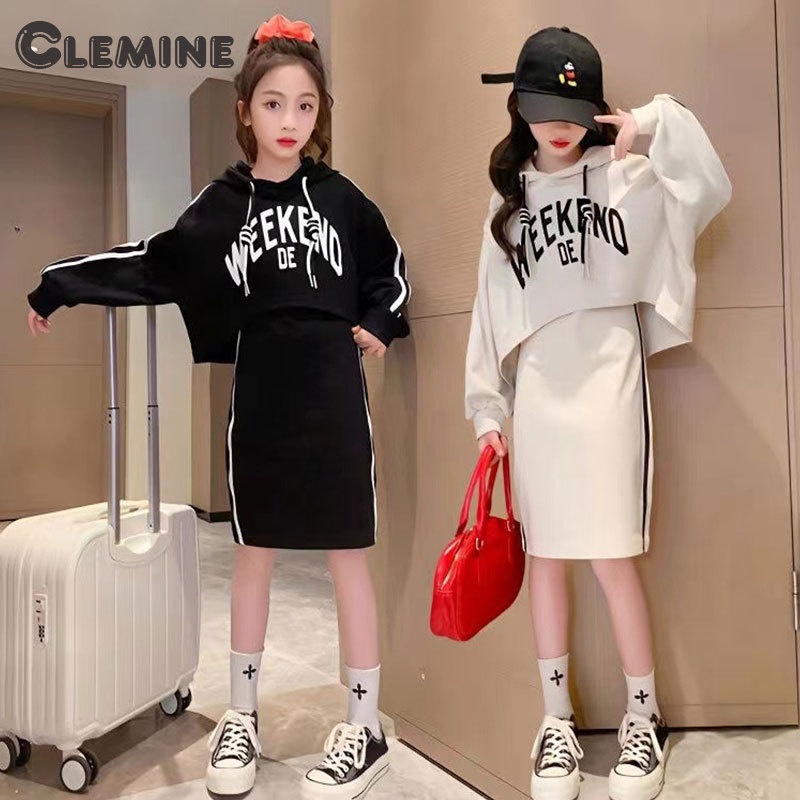 Clemine ใหม่ เสื้อกันหนาว และกระโปรง สองชิ้น สําหรับเด็กผู้หญิง ขนาด ...
