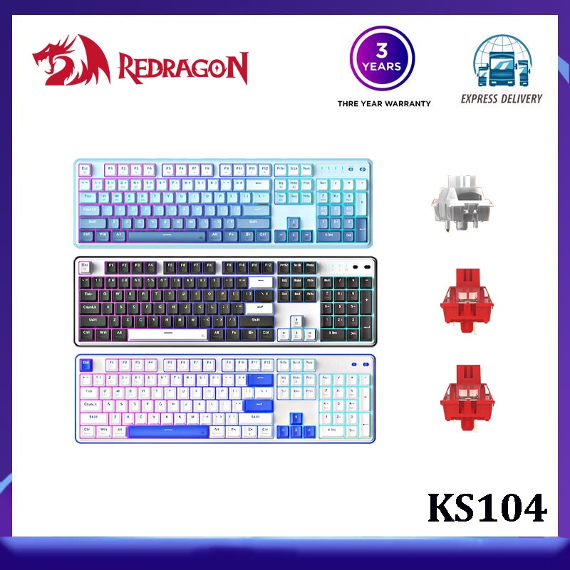 Redragon KS104 คีย์บอร์ดเมคคานิคอลไร้สาย RGB เปลี่ยนสีได้ | Shopee Thailand