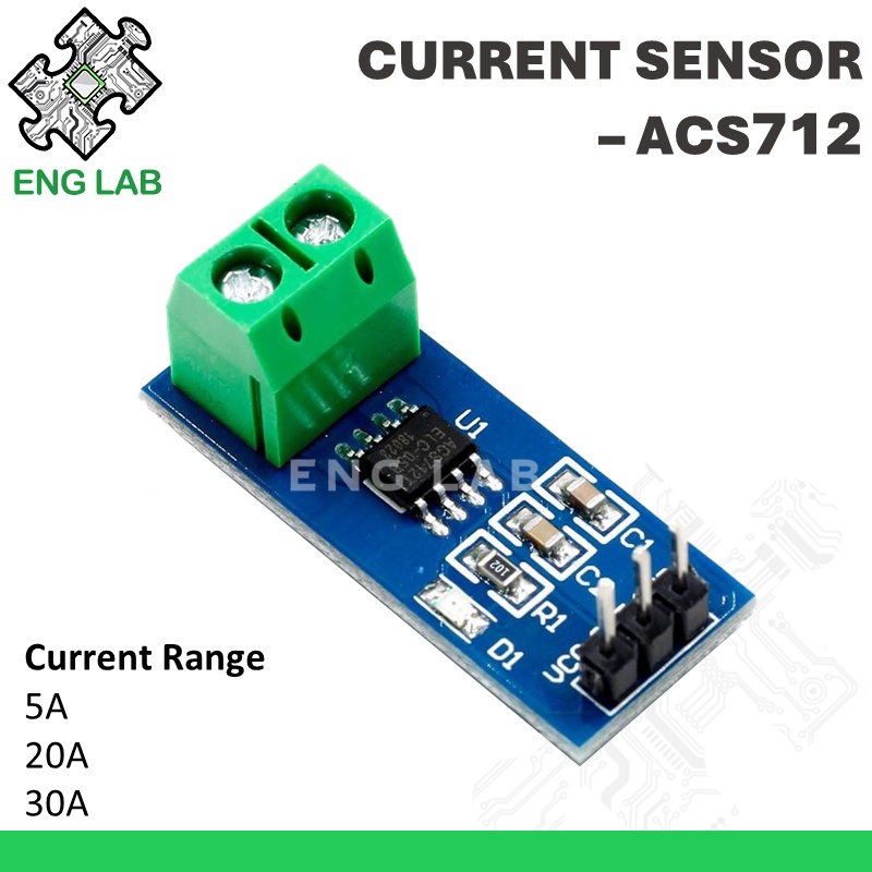 ENGLAB★ACS712 โมดูลเซนเซอร์วัดกระแสไฟ 5A / 20A / 30A ช่วง ACS712ELC ...