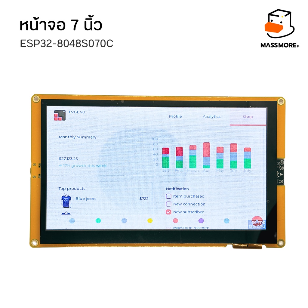 Esp32 8048s070 หน้าจอสัมผัส 7 นิ้ว Esp32s3 Lcd Parallel 800x480 Touch Gt911 รองรับ Lvgl Arduino