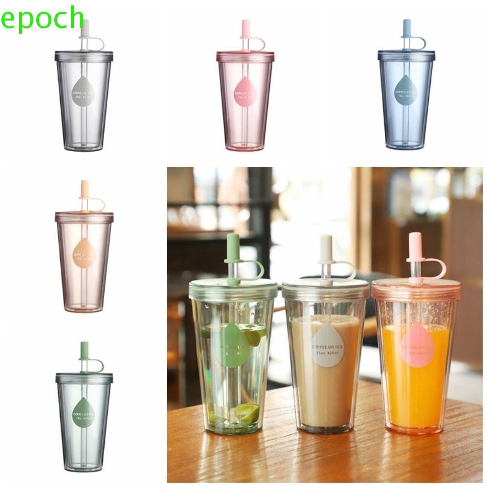 Epoch ถ้วยกาแฟเย็น, ผนังคู่พร้อมฝาปิดถ้วยแก้วพลาสติก, พลาสติกความจุขนาดใหญ่โปร่งใส 320/420/520ml ...