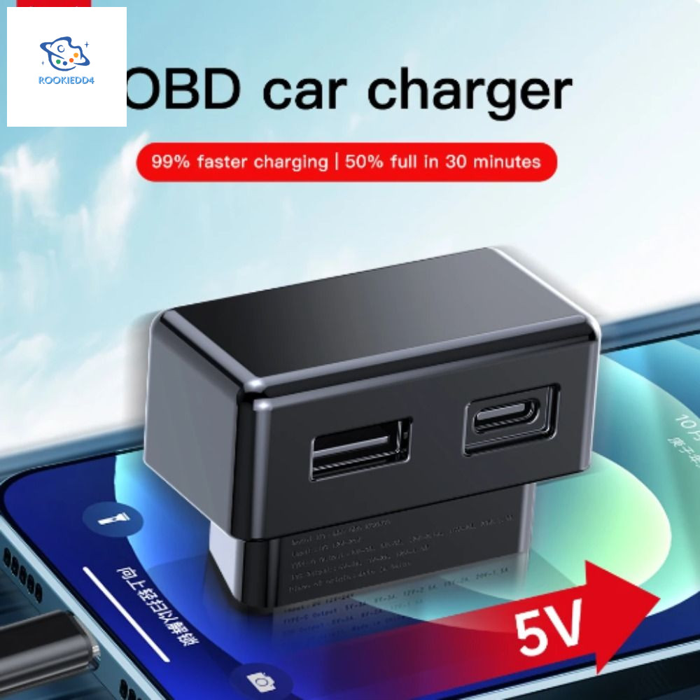 Rookiedd4 OBD อะแดปเตอร์ชาร์จ, OBD Dual หัว OBD ที่ชาร์จแบตในรถ, ชาร์จ ...