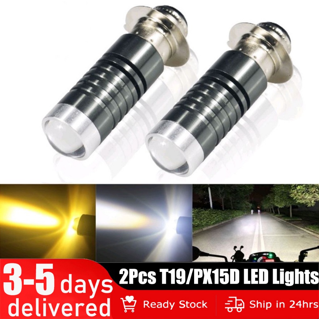 [แพ็คเกจข้อเสนอ] 2 ชิ้นไฟหน้ารถจักรยานยนต์ไฟ LED หลอดไฟ P15D T19 สปอต ...