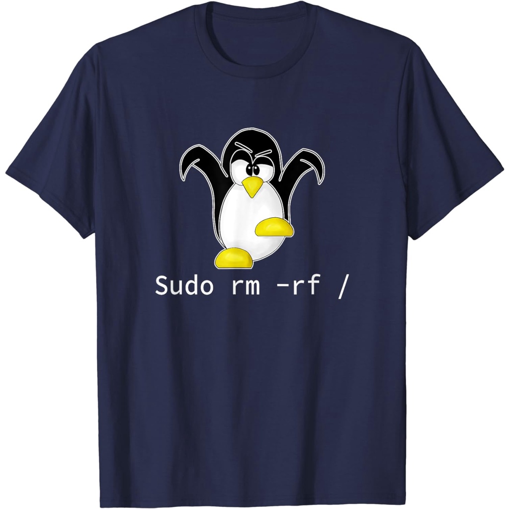 เสื้อยืดผ้าฝ้ายผู้ชาย Tux Linux Penguin Sudo Rm Rf | เสื้อยืด ...