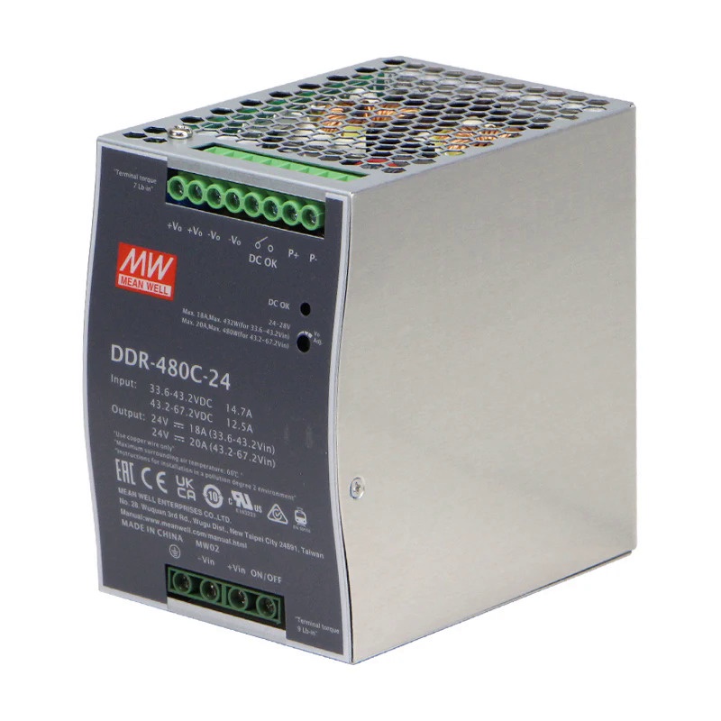 Mean WELL DDR-480C-24 480W 24V รางสวิตช์แปลงพาวเวอร์ซัพพลาย DC DC 33.6 ...
