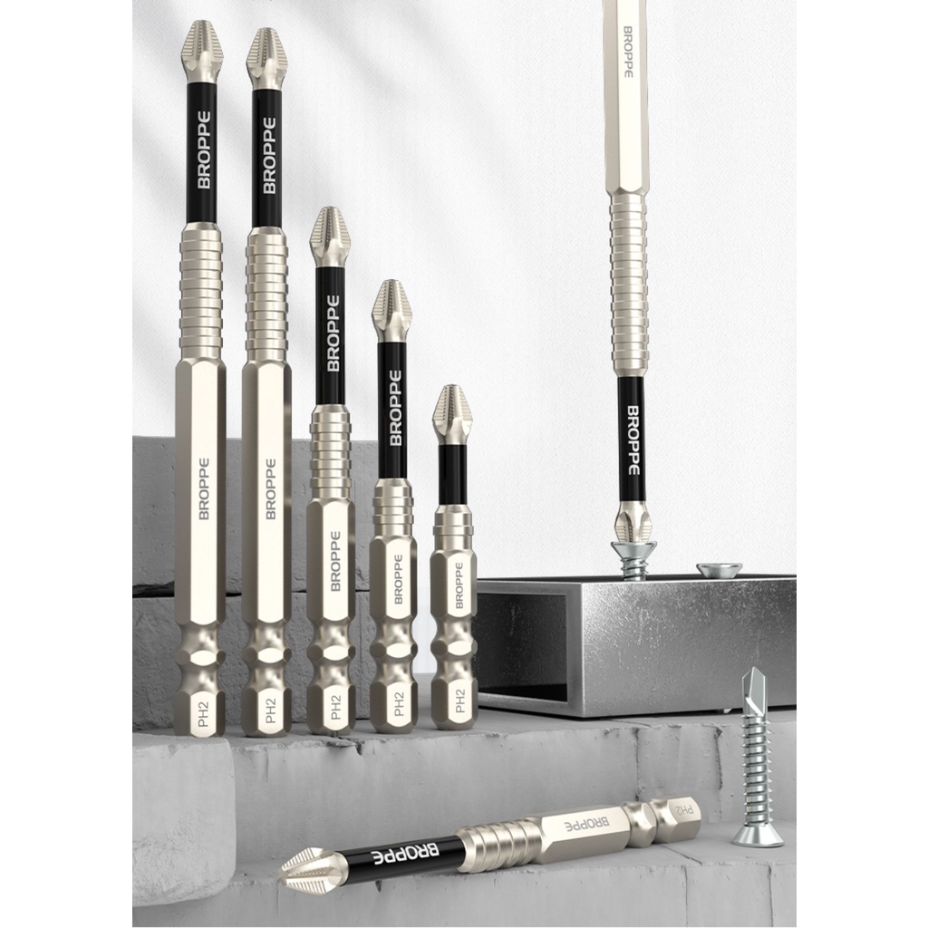 Anti-slip Magnetic PH2 Phillips ไขควง Bits, Shock-proof S2 เหล็ก 1/4 ...
