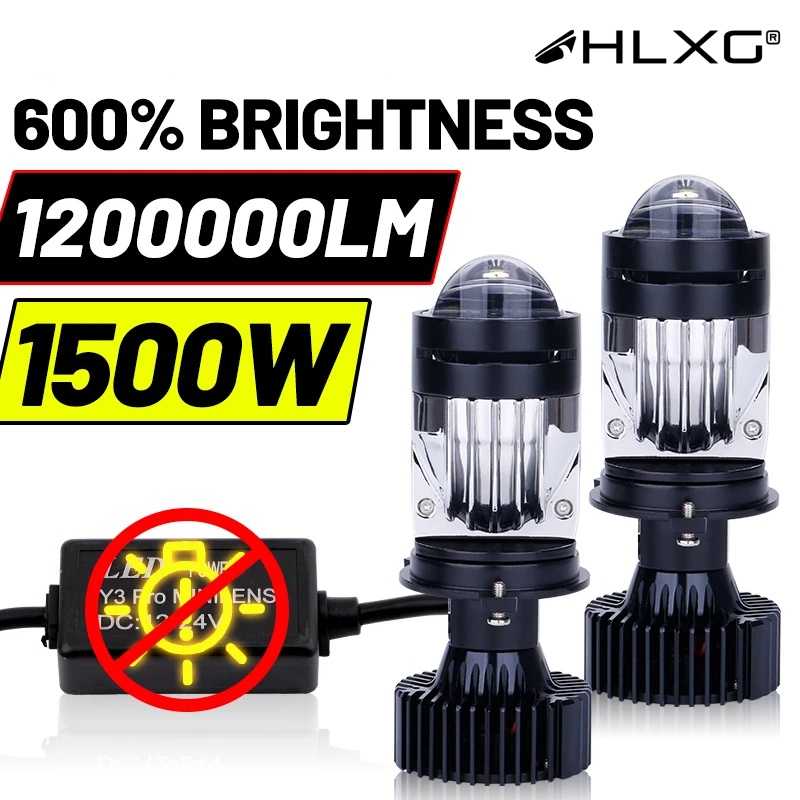 Bi LED 2ชิ้น H4 เลนส์โปรเจคเตอร์ ขนาดเล็ก 1200000LM LHD RHD 1500W 7535 CSP 6500K แคนบัส ซ้าย ขวา ...
