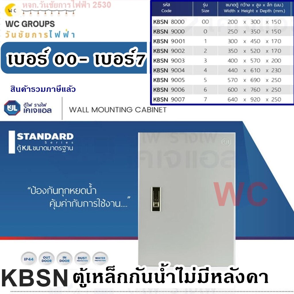 KJL ตู้ไฟ ตู้เหล็กกันน้ำแบบไม่มีหลังคา ตู้ไฟเหล็กกันน้ำ ใช้งานภายนอก รุ่น KBSN รุ่น เบอร์00 ...