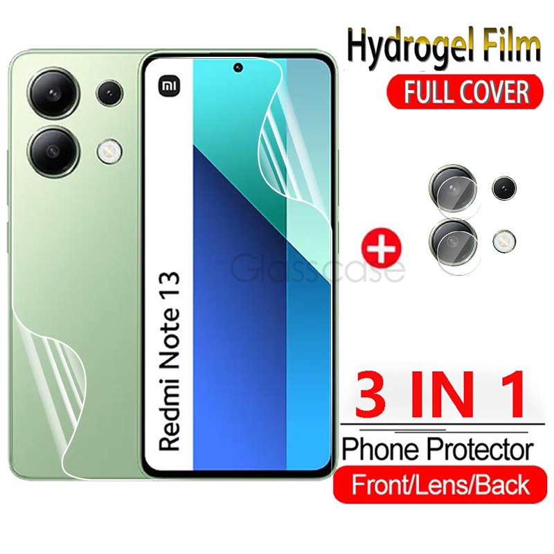 3 in 1 ฟิล์มไฮโดรเจล กันรอยหน้าจอ ด้านหลัง ไม่ใช่กระจก ป้องกันกล้อง สําหรับ Redmi Note 13 pro ...
