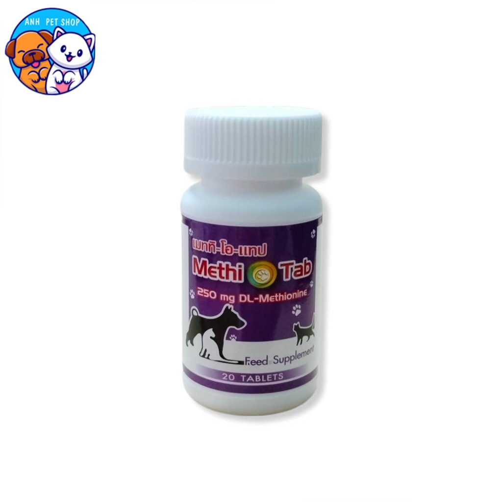 Methi-O-Tab อาหารเสริม DL-Methionine สำหรับสุนัขและแมว 20 Tabs | Shopee ...