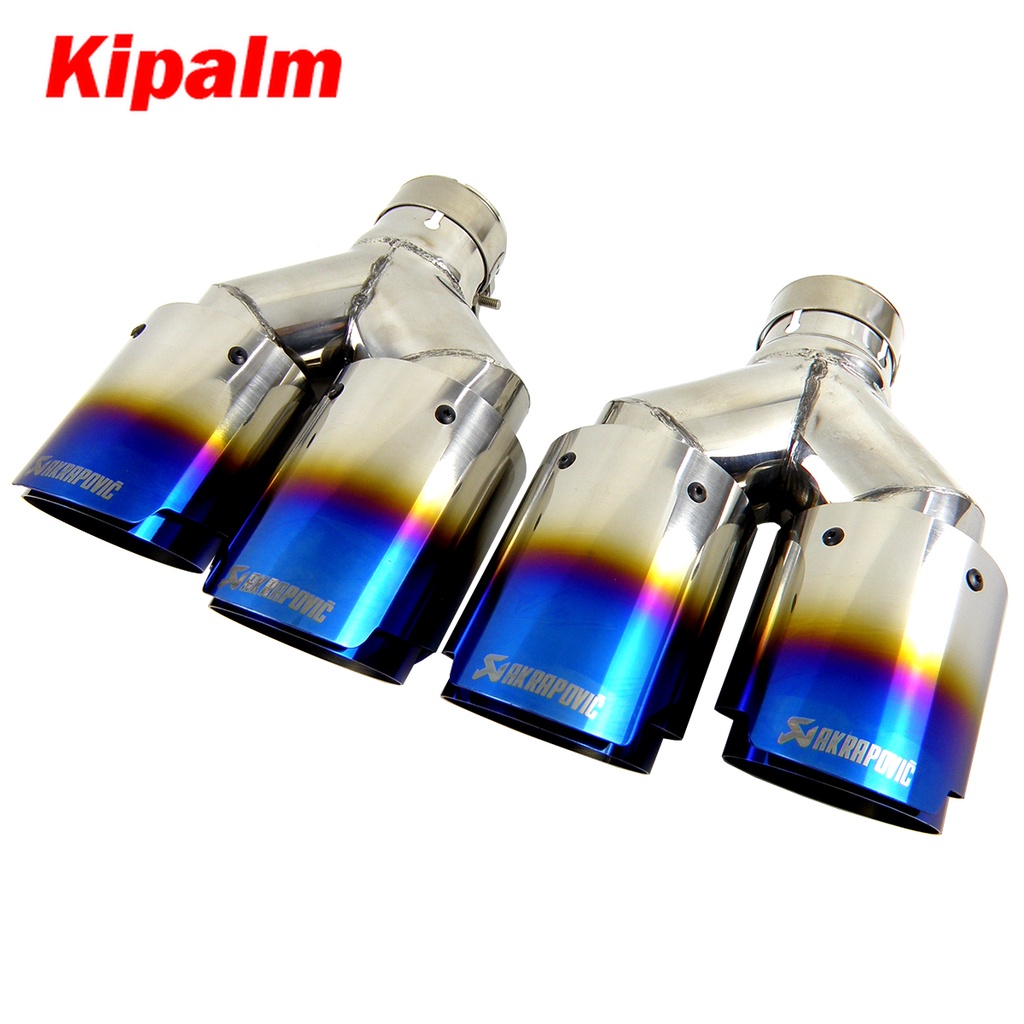 1 ชิ้น Y สไตล์ Dual Burnt Blue 304เคล็ดลับท่อไอเสียสแตนเลส Akrapovic ...