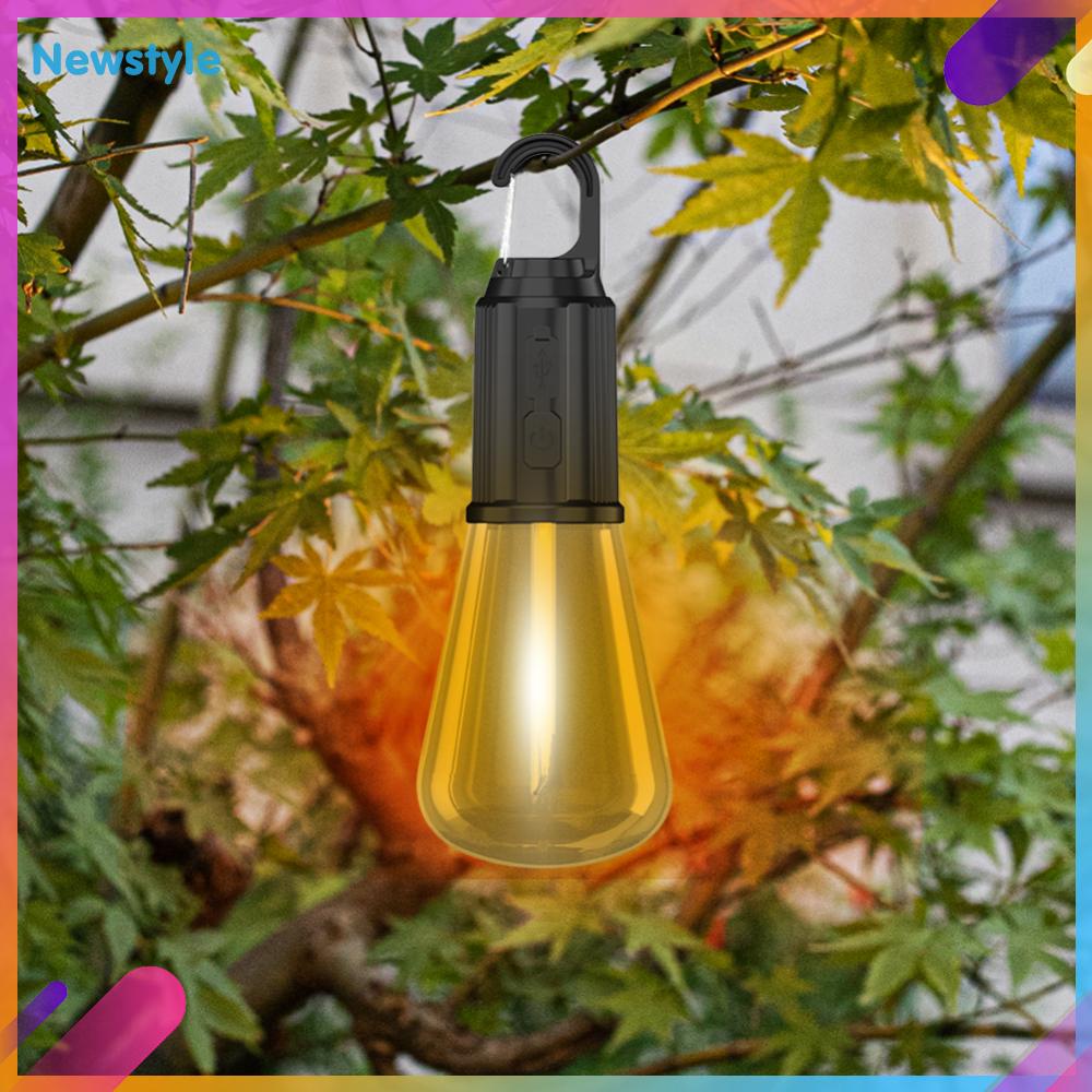 สไตล์ใหม่ โคมไฟตั้งแคมป์ LED 400mAh 100LM Type-C ชาร์จ USB กันน้ํา พร้อมตะขอ 3 โหมด สําหรับเดิน ...