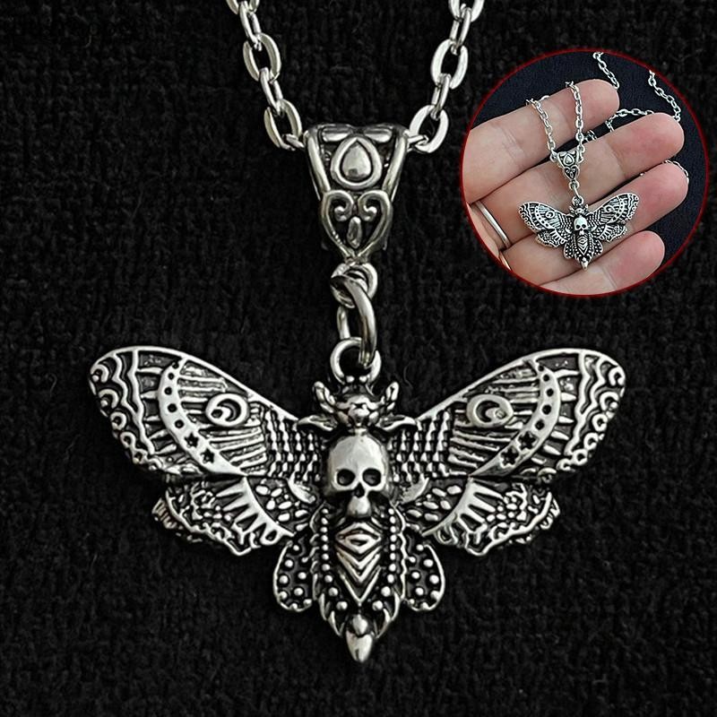 Bug Death Moth สร้อยคอจี้ 18 นิ้ว Sugar Skull Gothic ผีเสื้อ Rock Emo ...