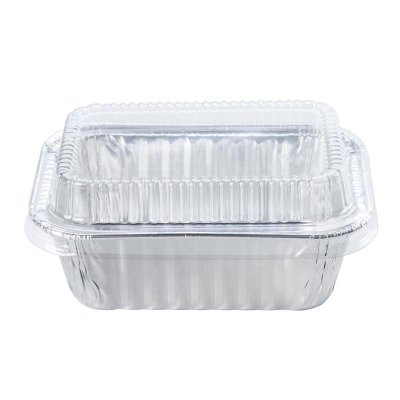 SS 4004 สีเงิน ถาดฟอยล์เหลี่ยมมีฝา 10 ชุด ความจุ 140 ml. ถ้วยฟอยล์มีฝา ...