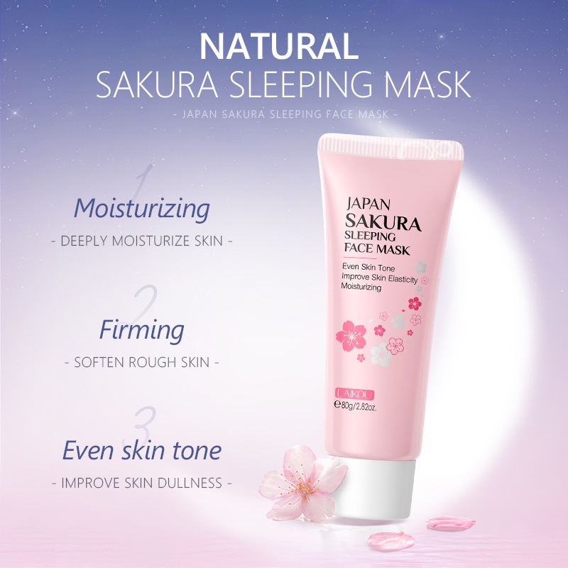 Sakura Leave-In Sleeping Mask ผลิตภัณฑ์ดูแลผิว ให้ความชุ่มชื้น 80 กรัม ...