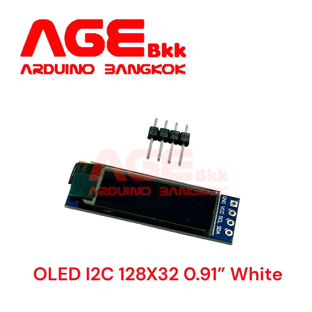 จอแสดงผล OLED Display I2C Module 0.91" 128x32 for Arduino สีขาว ...