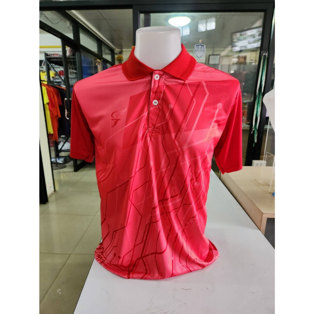 เสื้อกีฬาราคาถูก เสื้อคอปกสีแดง ใส่ได้ทั้งชายหญิง ผ้าพิมพ์ลาย ใส่สบาย ...
