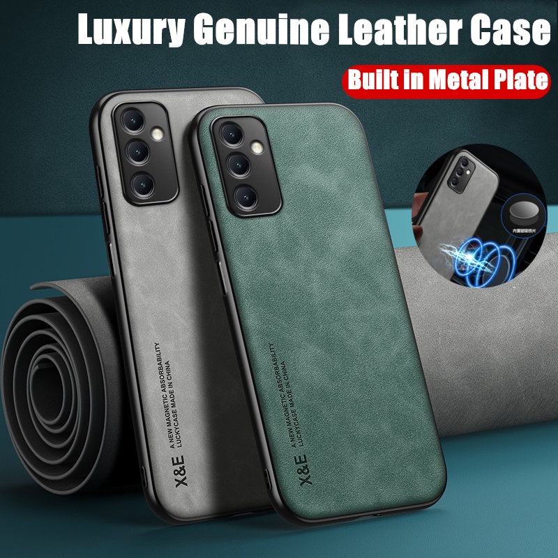 เคสหนังแกะแท้ พร้อมแผ่นโลหะในตัว สําหรับ Samsung Galaxy A55 5G 6.6 นิ้ว ...