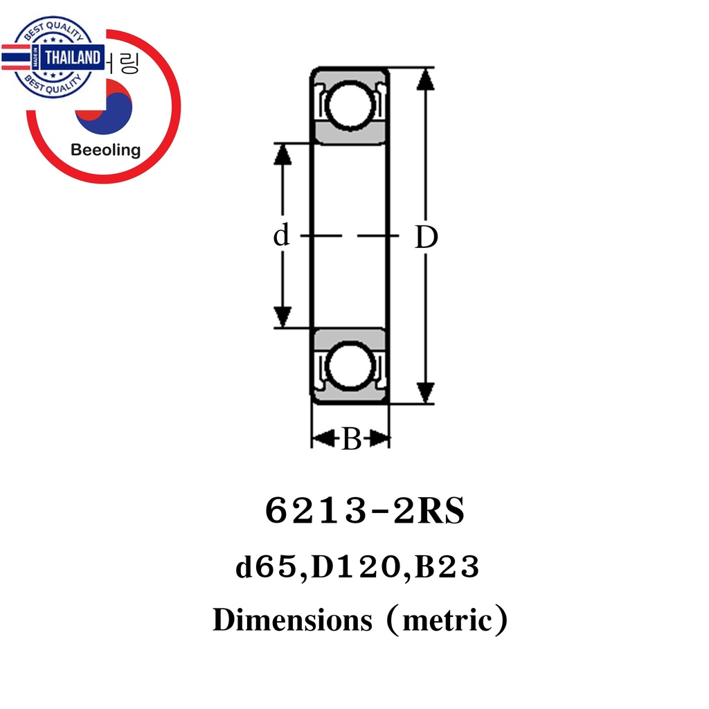6213-2RS ตลัลูกปืนเม็ดกลมร่องลึก ฝายาง 2 ข้าง ขนาด ใน 65 นอก 120 หนา 23 ...