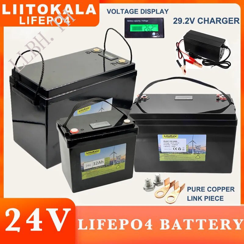 24V 100Ah 60Ah LiFePO4 Battery Lithium Iron Phosphate for boat inverter ...