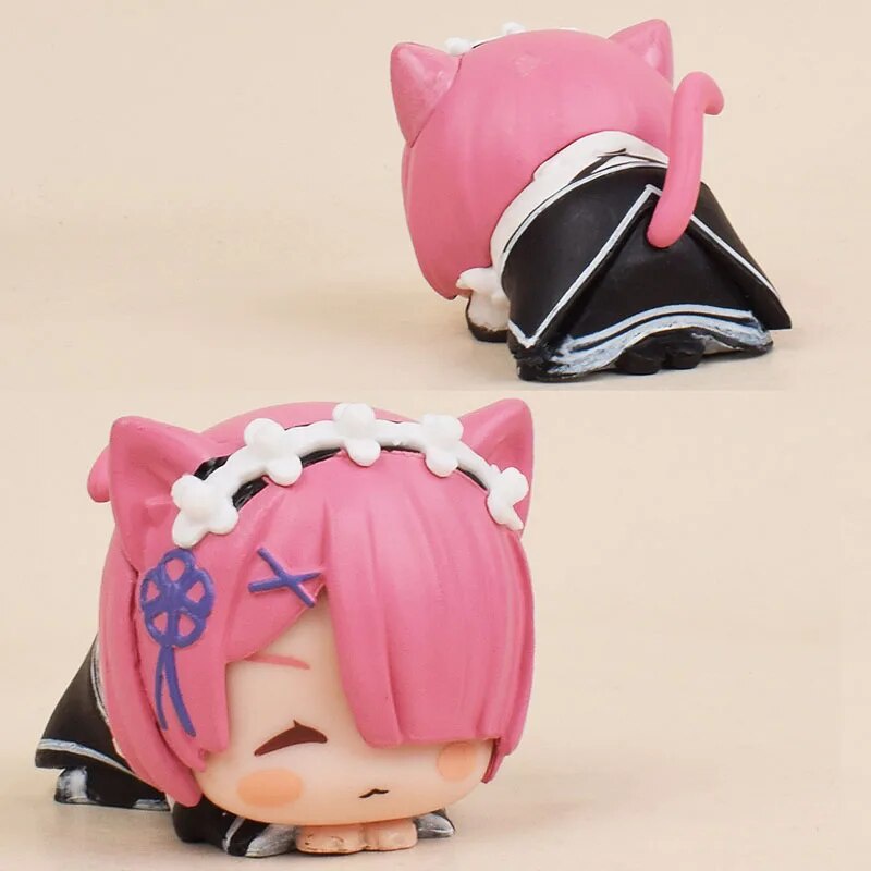 Re Zero Kawaii Anime Figure Rem Ram Emilia Echidna Action Figures Cat ...