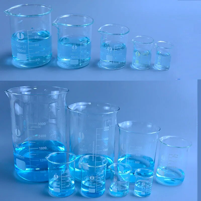 5ml 10ml 25ml 50ml 100ml 150ml 200ml G3.3 Borosilicate Glass Low Form Beaker Chemistry Lab Heavy ...