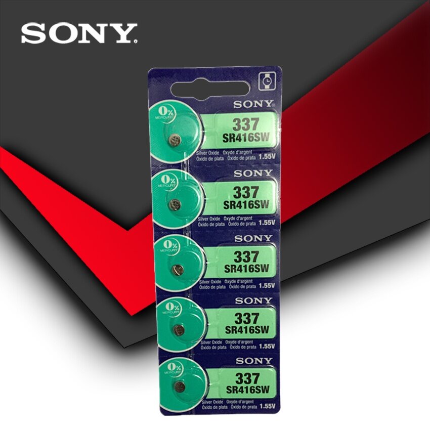 EZLIFE 5 PCs Sony ของแท้ 100% 337 sr416sw 1.55 V แบตเตอรี่นาฬิกาออกไซด์ ...