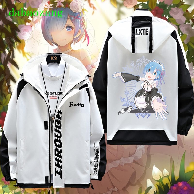 เสื้อแจ็กเก็ต ลายอนิเมะ Zero-Starting Life in Another World Emilia RE0 Rem สําหรับผู้ชาย ผู้หญิง ...