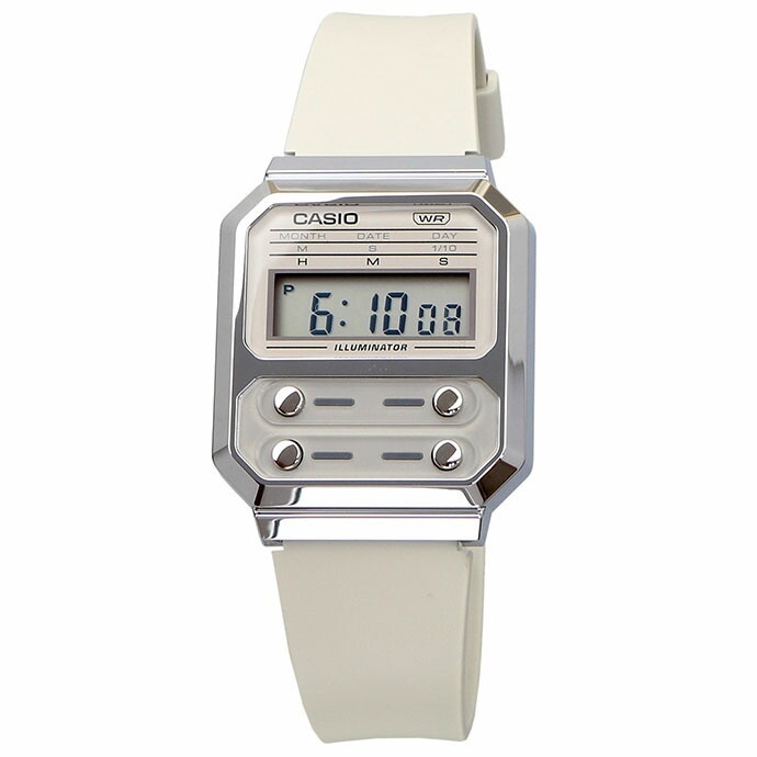 [Time Cruze] Casio A100 Vintage Style Beige/Off White Resin Digital ...