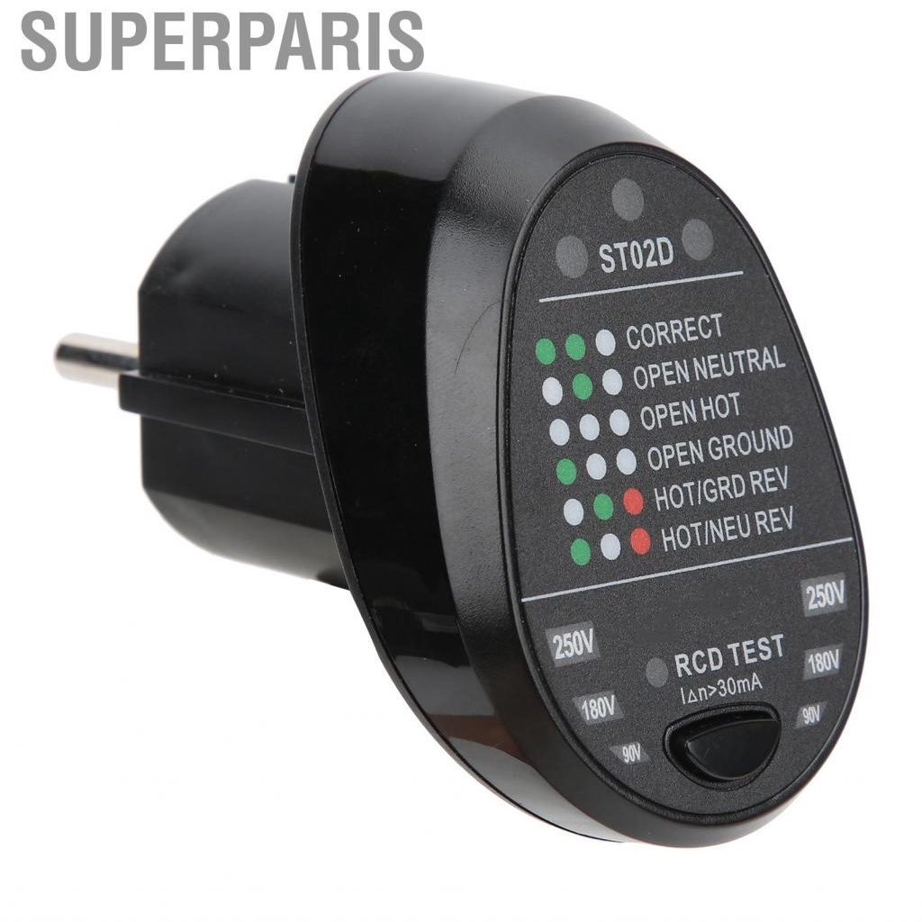 Superparis Socket Outlet Tester Electricity Testing ABS EU Plug 100 ...