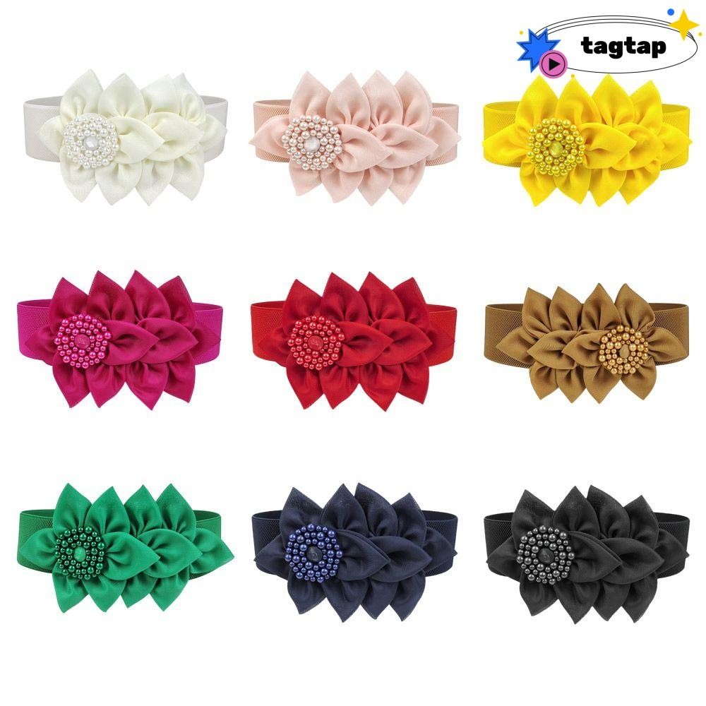 Tagtap สายรัดเอว, เข็มขัดยืดกว้างแบบสบาย ๆ, เข็มขัดตกแต่งดอกไม้สีทึบ ...