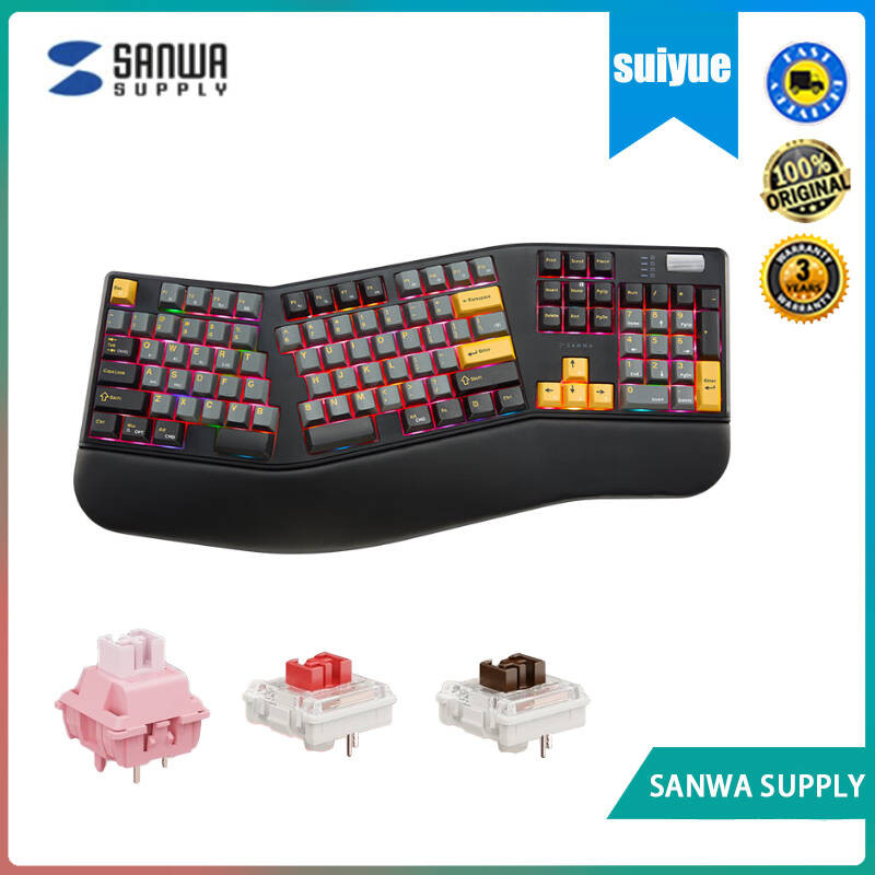 Sanwa SUPPLY Ergonomic Mechanical Keyboard ไร้สายบลูทูธแบบมีสายการสอบ ...