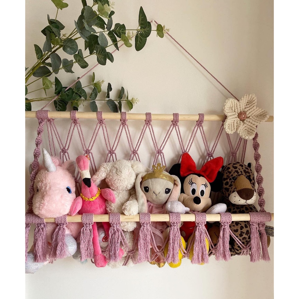 KATUN PREMIUM MACRAME ชั้นวางตุ๊กตาแขวนตกแต่งผนังห้องชั้นวางน่ารักเรียบ ...