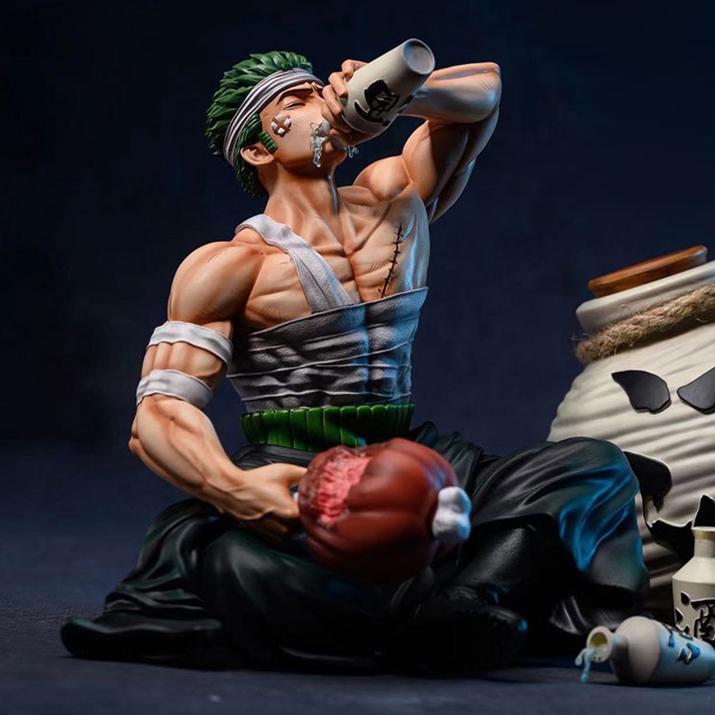 โมเดลฟิกเกอร์ PVC รูปปั้นอนิเมะ One Piece Zoro GK Injured Drinking ...