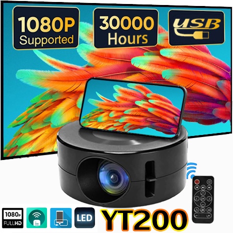 ⭐จัดส่งตลอด 24 ชั่วโมง⭐โปรเจคเตอร์ 1080P HD YT200 Projector แบบพกพา โปร ...