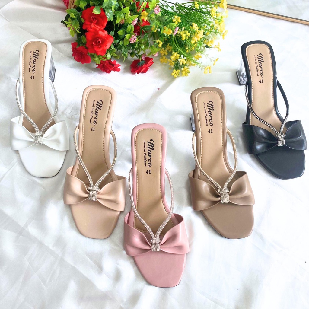 รองเท้าแฟชั่นไซส์ใหญ่ แบรนด์ Marco รุ่น B1031 รองเท้าส้นแก้วสูง 2 นิ้ว ...