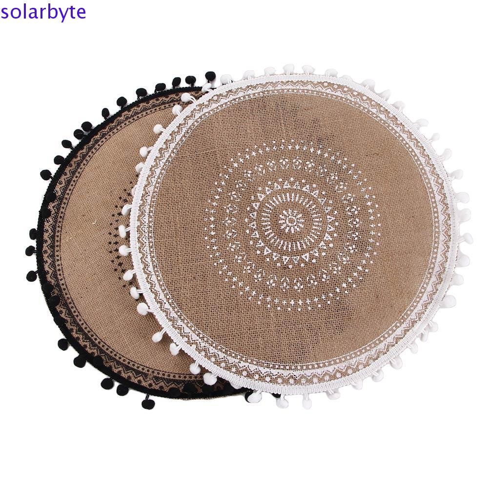 Solarbyte โต๊ะ Placemat โต๊ะรับประทานอาหารลื่นตกแต่งบ้านรอบเย็บปักถักร้อยสไตล์ตะวันออกกลาง ...