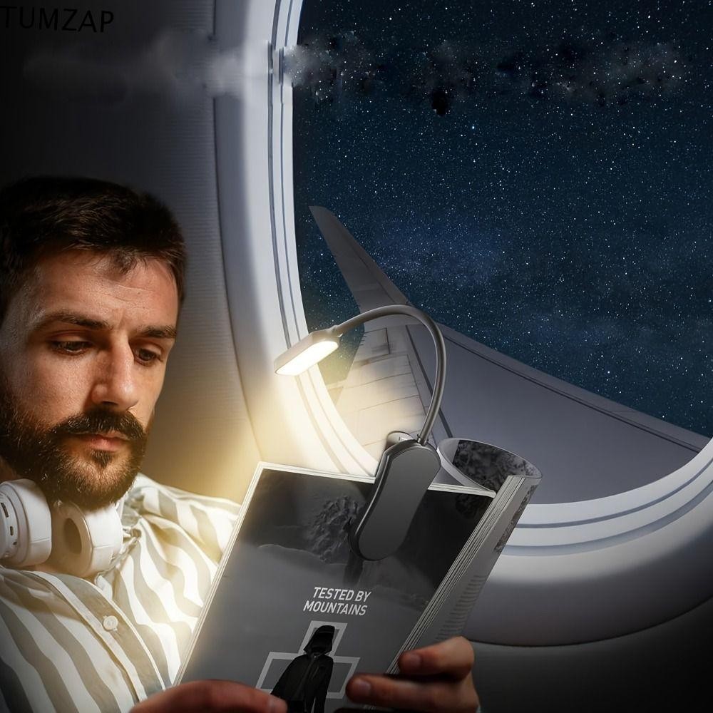 Tumzap ไฟอ่านหนังสือ โคมไฟตั้งโต๊ะแบบคลิป LED แบบพกพาขนาดเล็ก ยืดหยุ่น 360° พวงมาลัย USB ชาร์จ 3 ...