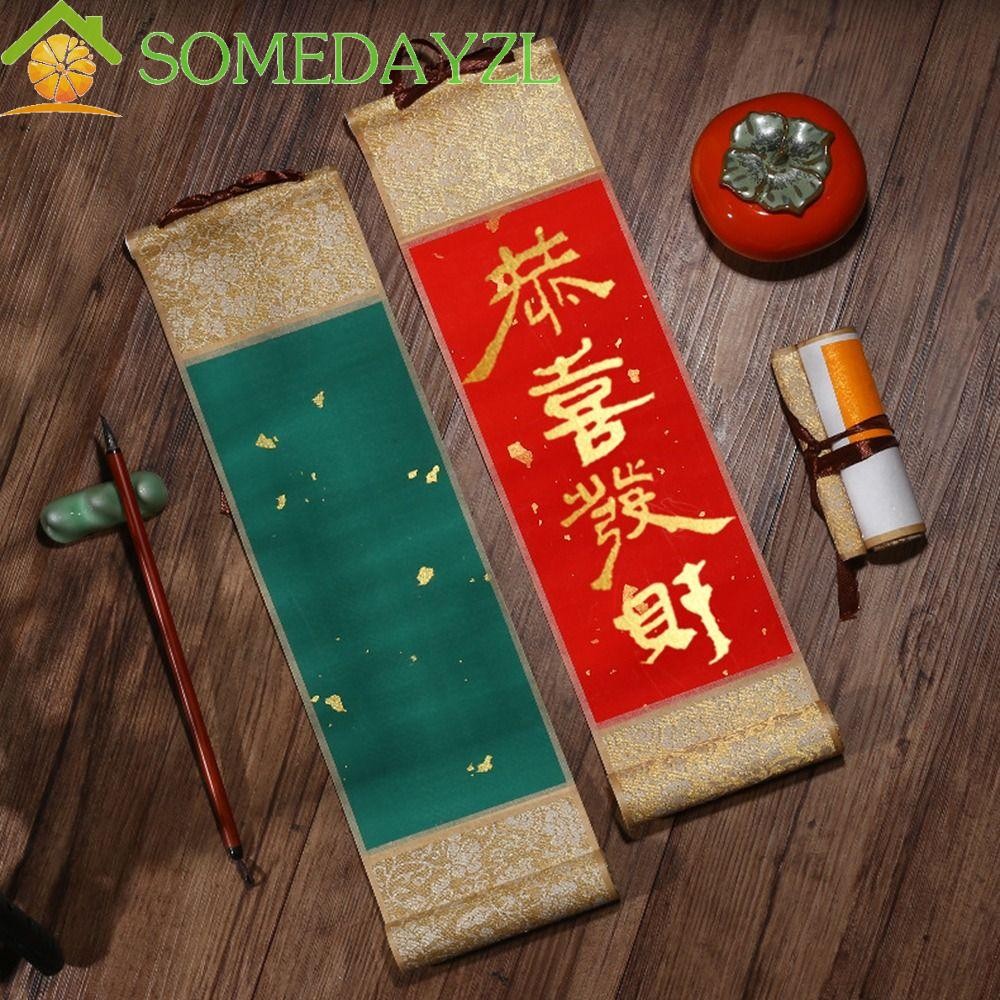 Somedayzl Gilded กระดาษข้าว Scroll, ภาพวาดกระดาษ Self-made ของขวัญ Mini Batik ทรัมเป็ตเลื่อน ...