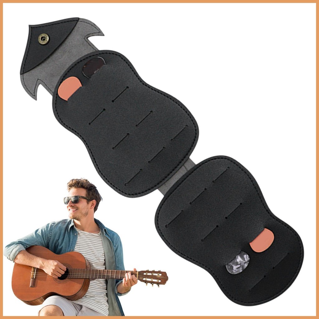 Bass Pick Case PU หนังสัตว์รูปร่างกีตาร์ Plectrum Case 18 ช่องกีตาร์แบบ ...