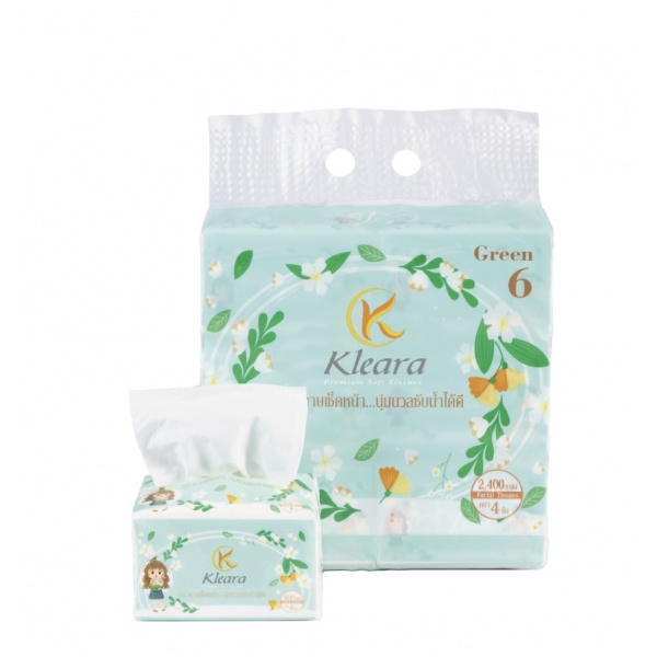 GlobalHouse KLEARA กระดาษเช็ดหน้า รุ่น GREEN6 หนา 4 ชั้น 400 แผ่น บรรจุ ...